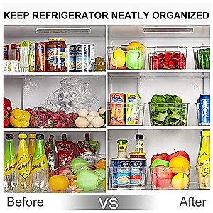 YYDSHEN Fridge Storage Clear Stackable Pantry Bin for Refrigerator, Freezer, Kitchen Cabinet-Free BPA, Plastic Food Organizers Containers, large, yellow