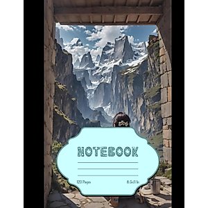Notebook: Digital Marketing Journal, Girl Working on Laptop on a Rooftop, Back View of Mountain with Birds, 8.5x11 Inches, 120 Pages