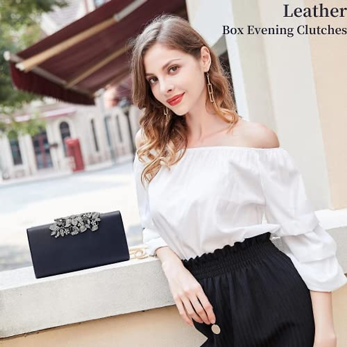 PEEPTOE EVENING Women Leather Evening Clutch Bags Formal Party Clutches Wedding Purses Cocktail Prom Blue