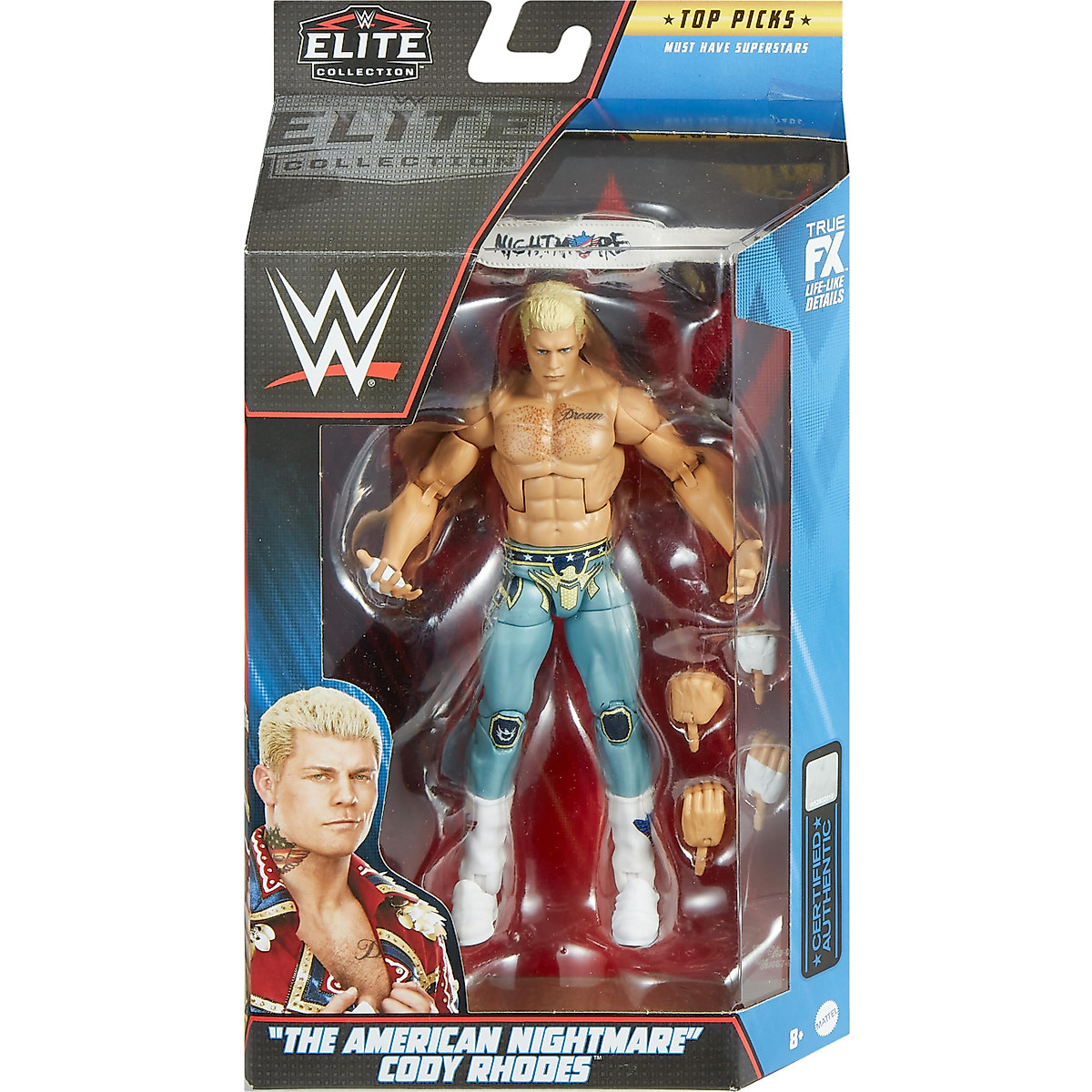 Mattel WWE Cody Rhodes Top Picks Elite Collection Action Figure, Articulation & Life-Like Detail, Interchangeable Accessories, 6-inch