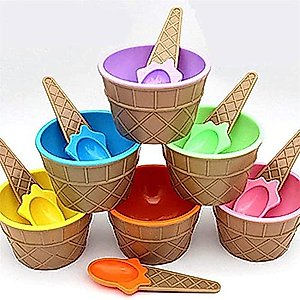 Cartoon Candy Color Ice cream bowl with spoon- ice cream bowls for kids set candy colored cute dessert bowls for summer holiday parties, gifts for children ice cream cups