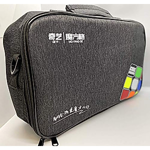 Professional Speed Cube Storage Bag with Individual Compartments for Timer/Cubes/Cup/ Mat Supplies- Black Satchel Shoulder Bag Carry Case Perfect for Competitions- from MRC