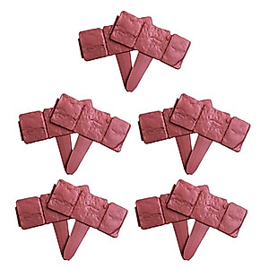 Tubayia Pack of 10 Lawn Edging Flower Bed Edging Imitation Stone Garden Fence for Garden Decoration (Orange)