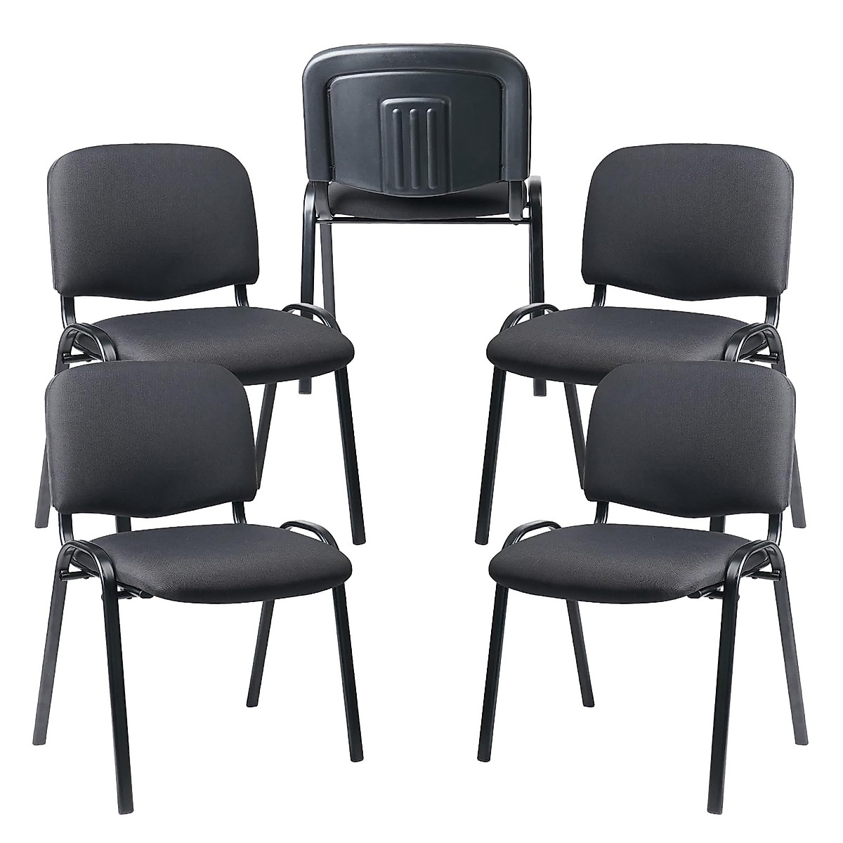CLATINA Waiting Room Chairs Fabric Stackable Chairs Metal Frame with Lumbar Support and Thickened Seat Cushion for Waiting Conference Room Guest Chairs 1 Pack…