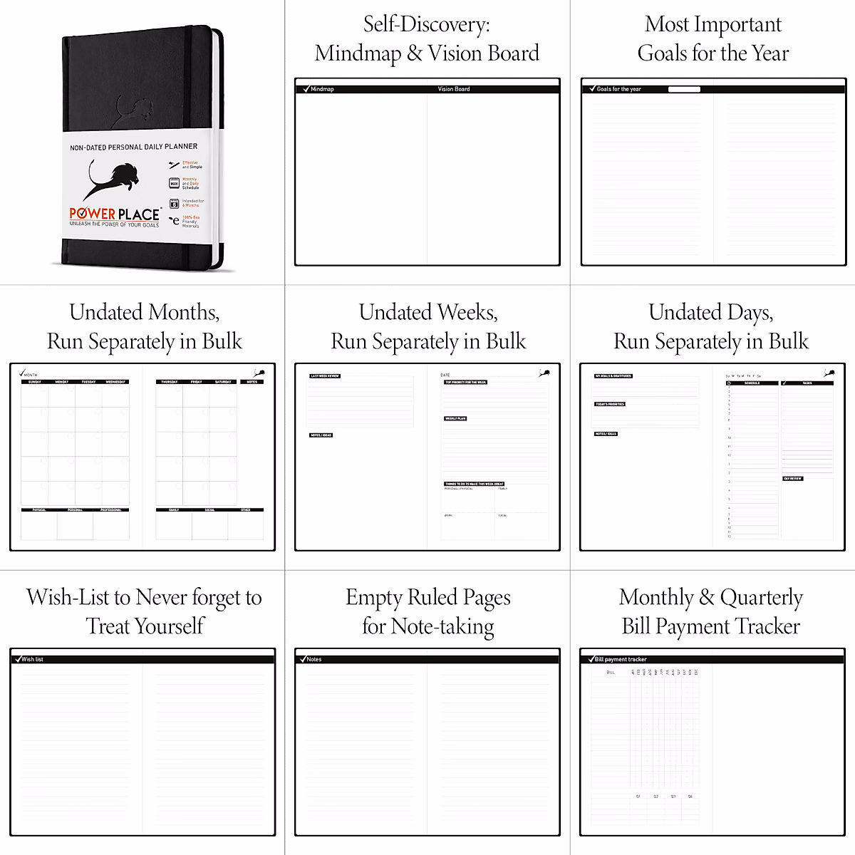 Best Daily Planner for Productivity & Time Management - Monthly Calendar, Weekly and Daily to DO List - 24 Hour Schedule & Appointment Journal - 6 Months - Undated - Hardcover - 12 Months Guarantee