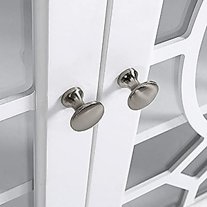 HOMCOM Sideboard Buffet Cabinet, Kitchen Storage Cabinet, Double Glass Door Accent Cabinet with Adjustable Shelves for Entryway, Living Room, White