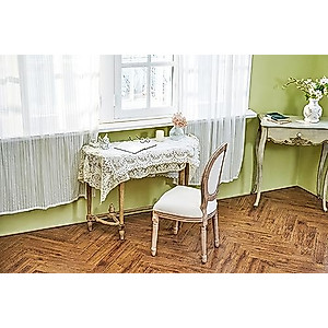 VONLUCE French Country Dining Room Chairs Set of 2, Farmhouse Fabric Chairs with Round Back, Solid Rubberwood Legs, Oval Side Chairs for Kitchen Bedroom Dining Room Beige