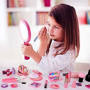 Kids Makeup Kit for Girls, Real Washable Makeup Toy for Little Girl Princess Play Make Up Birthday Gift Toy for Toddler Kid Girls Children Age 4 5 6 7 8 9 10 Year Old