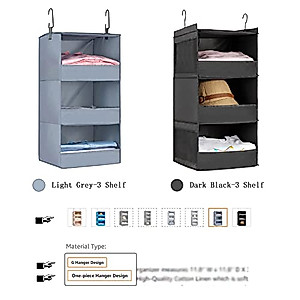 DonYeco 3-Shelf Hanging Closet Organizers and Storage, Collapsible Closet Storage Organizer with 4 Side-Pockets, for RV Wardrobe Camp, Hanging Organizer for Shoes Toys Baby Clothes