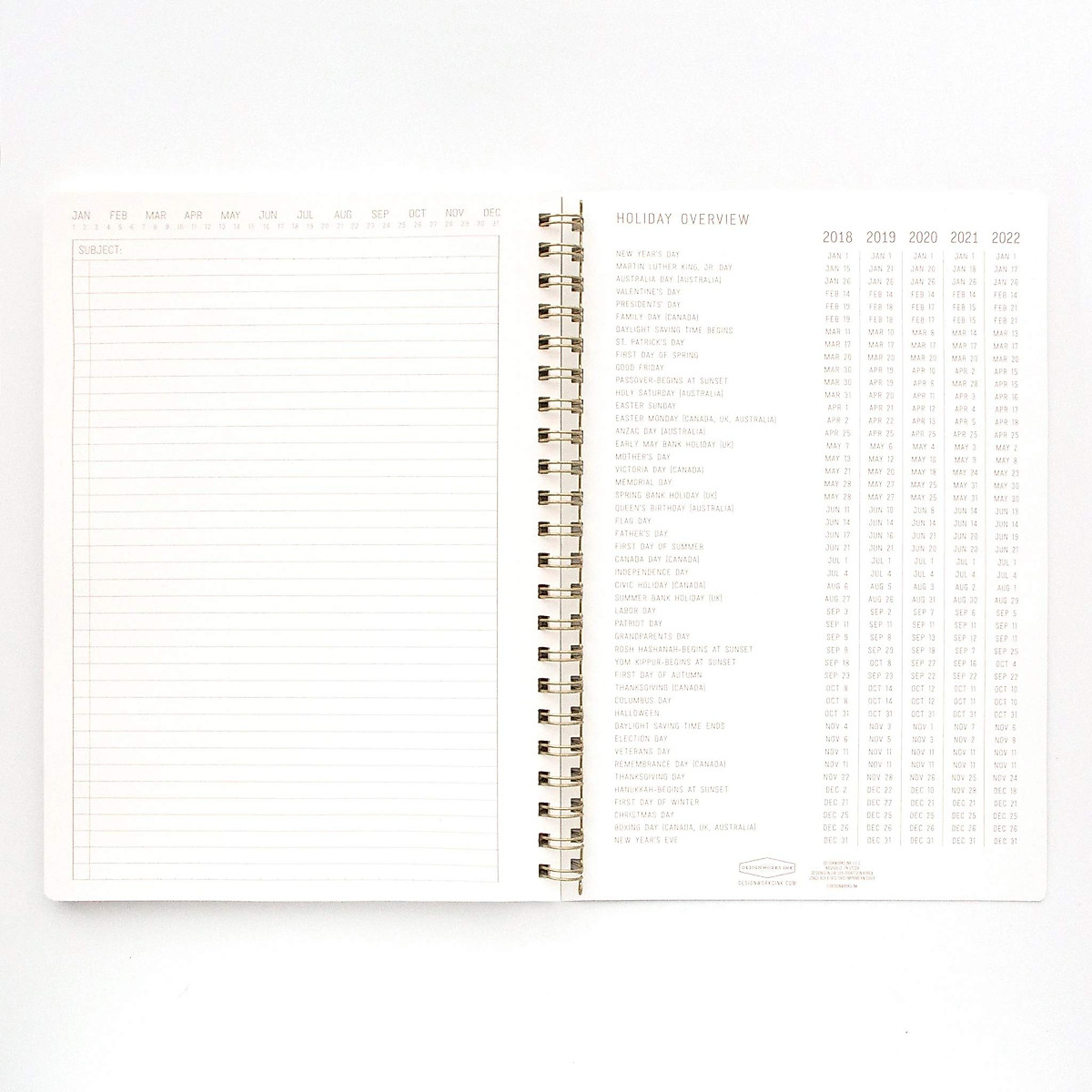 DesignWorks Ink A4-8.25" x 11.625" Speckled Ivory White Textured Paper Notebook Journal with Gold Accents, Lined Pages, and Durable Spiral Binding for Work, Writing, Journaling