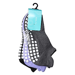 RONNOX Women's 6-Pairs Anti-Skid Non-Slip Silicone-Gripper Low Cut Cushioned Socks, For Yoga Pilates & Barre, Small/Medium RY04-A-SM