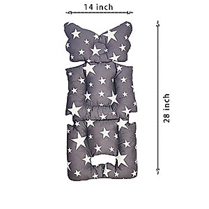 Stroller Liner Insert Car Seat Liner Cover, Infant Reversible Cotton Newborn Cushion pad Universal for Baby Carrier pram, Thick Padding, Non Slip, by DODO NICI Grey Star