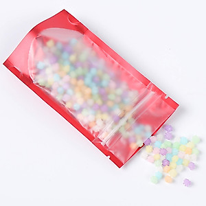 QQ Studio Pack of 100 Translucent Front Matte Red Poly Plastic Resealable Bags (3.3oz (5" x 7"), Red Stand-Up Pouch)