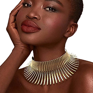 Barode African Collar Choker Necklace Gold Statement Chokers Bib Chunky Necklaces Jewelry for Women(Gold)