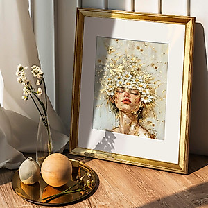 TWING 11x14 Gold Picture Frames Displays 8x10 Photo Frame with Mat or 11x14 Without Mat,Rustic Gold Photo Frame Collage for Wall Decor Mounting or Table Display, Ideal to Family and Friends