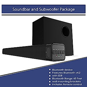 Technical Pro 500 Watts LED Color Changing Soundbar with Subwoofer | Powerful Sound Bar for TV, Home Theatre | Bluetooth Enabled, Black