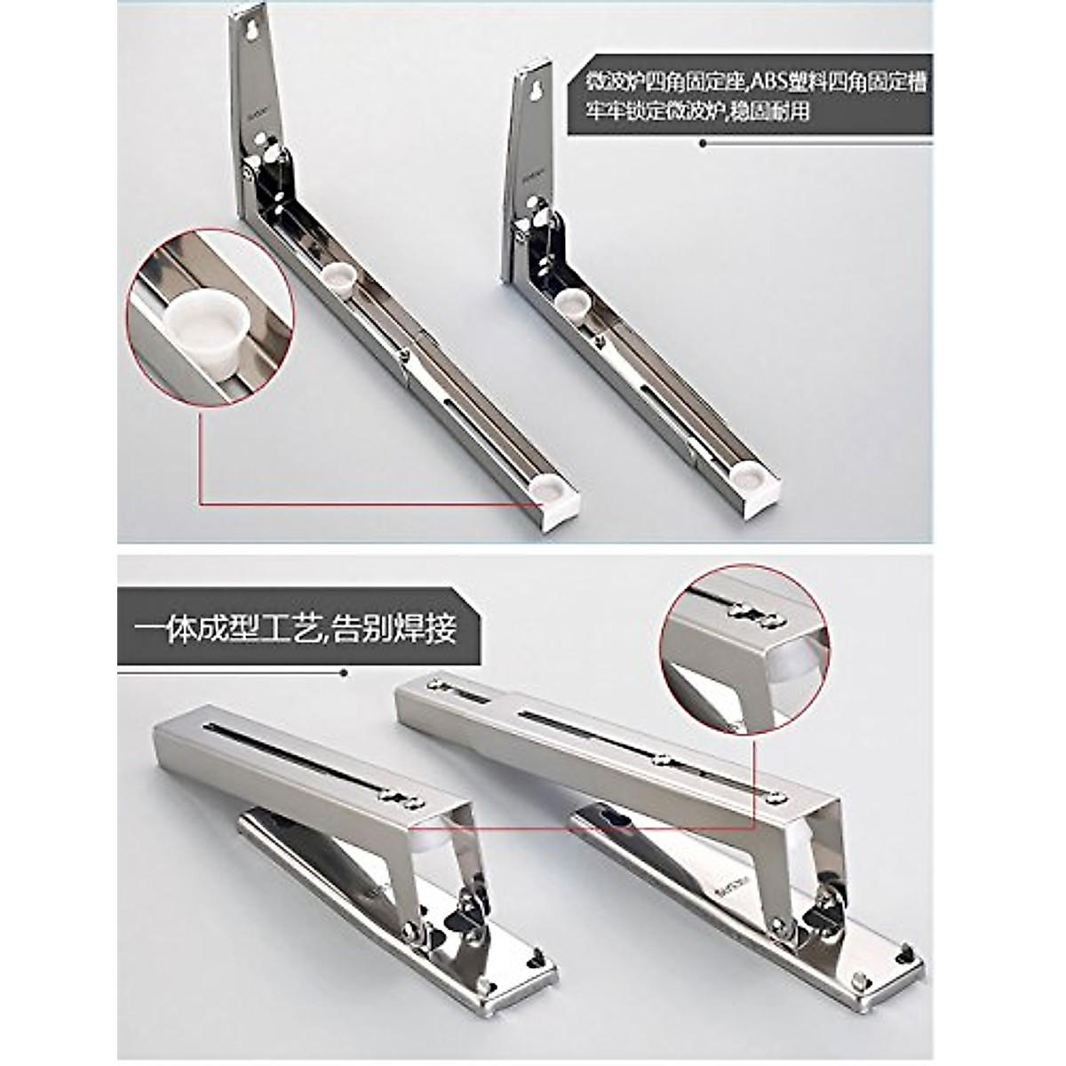 18/8 Stainless Steel Stretch Shelf Rack Wall Mount Kitchen Microwave Oven Stand Bracket Foldable Shelf Rack Oven Wall Mount Bracket Load 180 lb