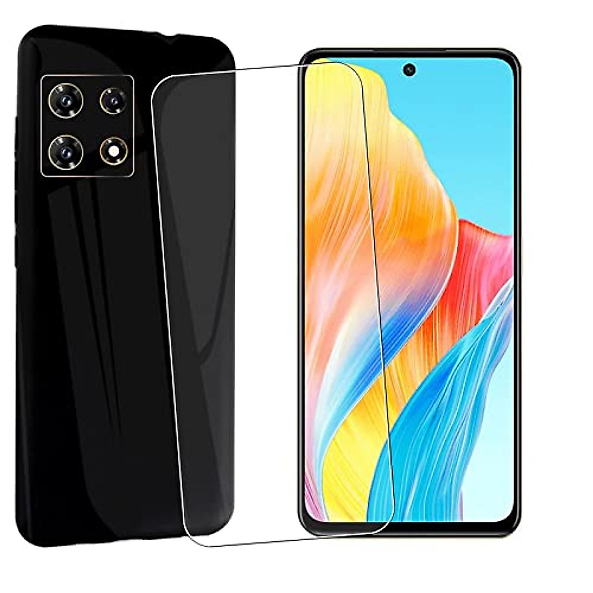 MAOUICI Compatible with Cover Cases for Infinix Note 30 Pro (6.67 inches),Black Soft TPU Protection Cover Case with 1 Tempered Glass Screen Protector