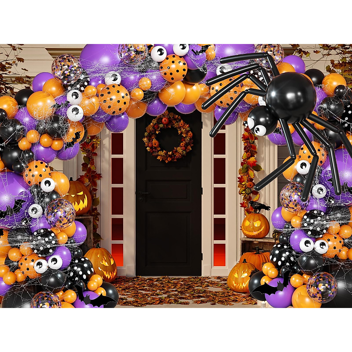 132 Pcs Halloween party decorations Balloon Garland Arch Kit party supplies Supplies Scary Plastic Bloodshot Eyeballs for Indoor Outdoor with Halloween Birthday