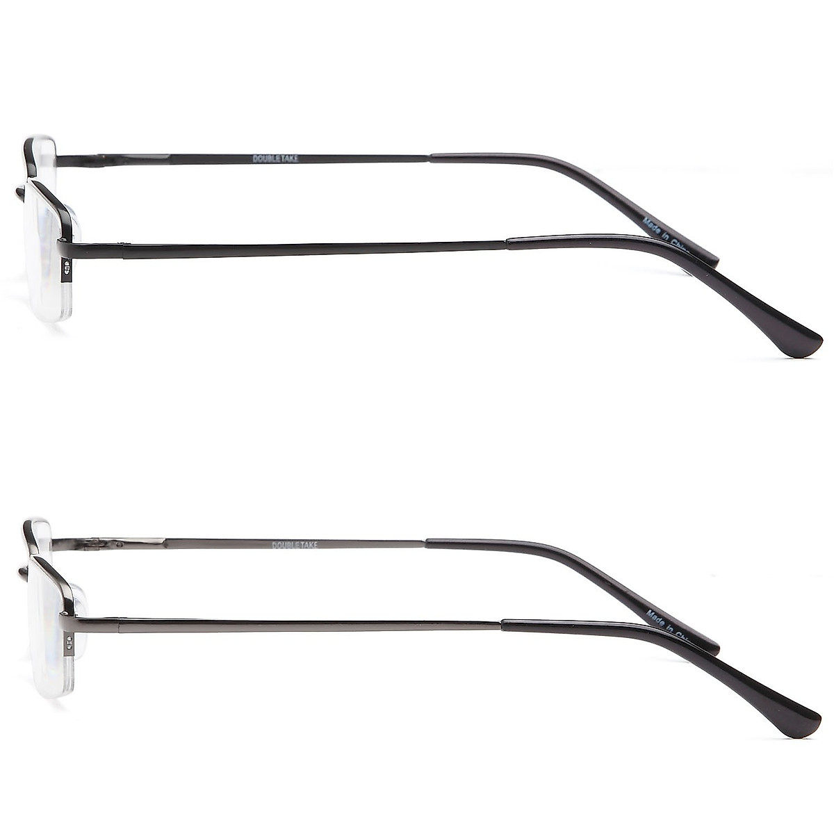 DOUBLETAKE Reading Glasses - 2 Pairs Compact Case Semi Rimless Readers