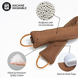 LONAGE Door Draft Stopper, 36.5 in 2.2 lbs Heavy Duty Under Door Draft Blocker with Hook Tape, Sound Proof Draft Guard, Weather Strip for Door, Energy Saving Under Door Guard - Brown