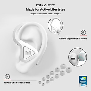 Monster DNA Fit Wireless Bluetooth Earbuds - Noise Cancelling Earbuds with Wireless Charging Case & Built-in Microphone, Water Resistant Bluetooth Headphones & Ear Buds