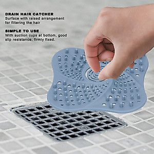Shower Drain Hair Catcher, Durable Blue Square Hair Stopper Drain Cover, Drain Hair Catcher with Suction Cup for Bathroom Bathtub and Kitchen Easy to Install and Clean