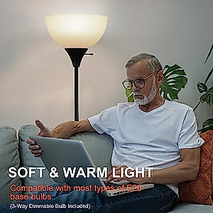 Floor Lamp, Dimmable Standing Lamp, 3 Levels Brightness Led Floor Lamp Rotary Switch Floor Lamps Modern Industrial Lamp with Shade, Tall Lamps for Living Room Bedroom Office Dining Room (Black)