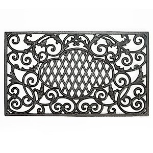 Sungmor Heavy Duty Cast Iron Doormat - 61CM/24IN. Large Rectangle Front Door Mat - Non-Slip Outside Mat Shoe Scraper - Vintage Clouds & Vine Design Decorative Entrance Mats for Home Garden Patio