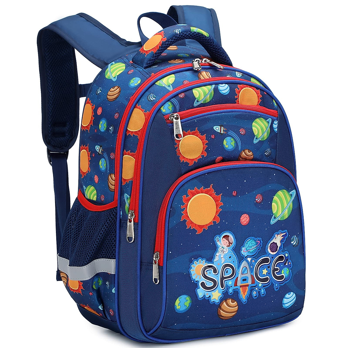Moonmo School Backpack Kids Bookbag Elementary Preschool Kindergarten Supplies for Boys,16 inch boys school backpack with compartments for 5+ (Blue Space)