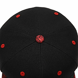 Rose Snapback Hats for Men Hat High Top End Hip Hop Hats for Rappers Flat Visor Bill Women's Baseball Caps Adjustable Unisex Black