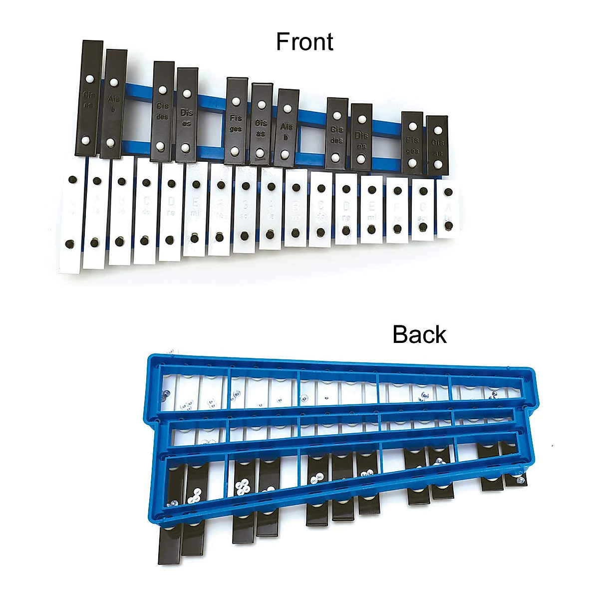 Professional Blue Plastic Soprano Glockenspiel Xylophone with 27 Metal Keys & Notes Engraved into Keys - Includes 2 Plastic Beaters