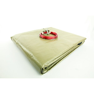 Buffalo Blizzard Supreme Plus Winter Cover for 28' Foot Round above-Ground Swimming Pools | Tan/Silver Reversible | All Covers Include 4' Feet of Overlap for Secure Installation to Measure 32' Feet