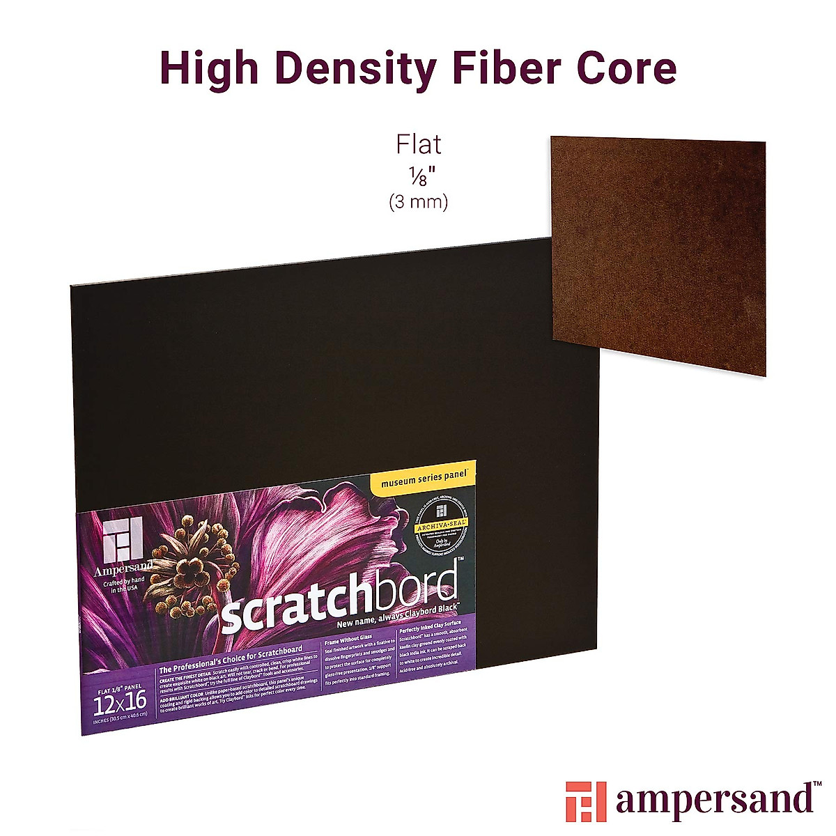 Ampersand Art Supply Scratch Art Panel: Museum Series Scratchbord, 1/8 Inch Flat Profile, 5" x 7" - Pack of 3