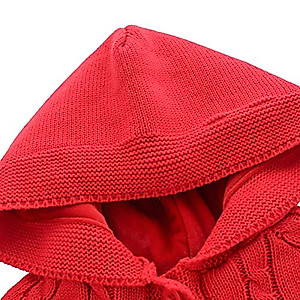 famuka Baby Girl Cloaks Warm Knitted Poncho Toddlers Red Cape Cloak (Red, 3-4T)