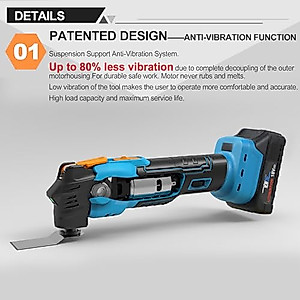 NEWONE Oscillating Tool Kit Compatiable with Makita 18V/20V Battery,Max Quick-release Anti-vibration Cordless Oscillating Multi-Tool,6 Variable Speed, Fast Charger,Carry Bag and 7pcs Saw Accessories