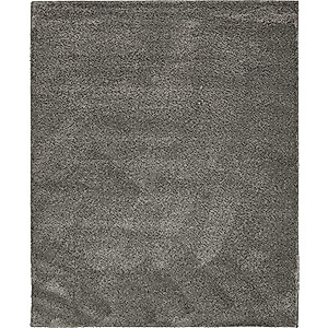 Unique Loom Solo Collection Solid, Plush, Kids, Modern Area Rug, 8 ft x 10 ft, Grey