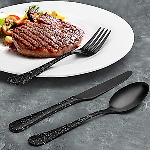 O.C.E. Matte Black Silverware Set, Stainless Steel Flatware Set, 20-Piece Tableware Cutlery Set Service for 4, Satin Finish Tableware Utensils Set, Dishwasher Safe (Starry White)