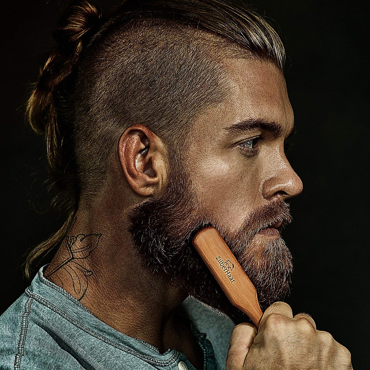 ZilberHaar Beard Brush Regular + Pocket Beard and Mustache Brush with Stiff Boar Bristles