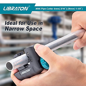 Libraton Tubing Cutter 3/16" to 1-1/8", Mini Tube Cutter, Copper Cutter, Heavy Duty Mini Pipe Cutter, Copper Tube Cutter with Deburring Tool for Copper Pipe, Aluminum Pipe, Thin Stainless Steel Pipe