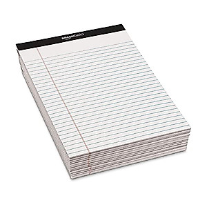 Amazon Basics Wide Ruled 8.5 x 11.75-Inch Lined Writing Note Pads - 12-Pack (50-sheet), White