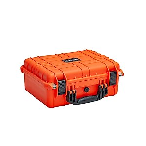 MEIJIA Portable All Weather Waterproof Camera Case with Customizable Fit Foam,Fit Use of Drones, Camera, Equipments, Pistols,15.98x12.99x6.85inches(Orange)