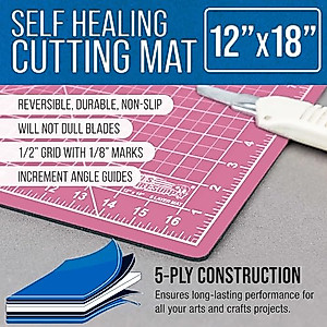 U.S. Art Supply 12" x 18" Pink/Blue Professional Self Healing 5-Ply Double Sided Durable Non-Slip Cutting Mat Great for Scrapbooking, Quilting, Sewing and all Arts & Crafts Projects