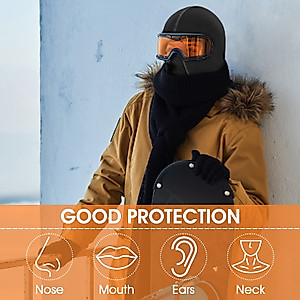 Balaclava Long Neck Face Mask - Dustproof Windproof - Hood Beanie Thermal Tactical Mask - Outdoor Sports - Adult Motorcycle, [1pc] Black
