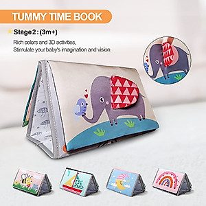 Baby Mirror Tummy Time with High Contrast Soft Baby Crinkle Book, Infant Montessori Sensory Toys for Toddler 0-3-6-12 Months, Tummy Time Floor Mirror for Newborn Brain Development, as Girl Boy Gifts