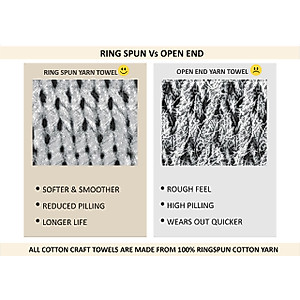 COTTON CRAFT Ultra Soft Hand Towels - 6 Pack - 16x28-100% Cotton Face Towels - Absorbent Quick Dry Everyday Luxury Hotel Bathroom Kitchen Spa Gym Shower Pool Camp Picnic Dorm - Easy Care - Charcoal