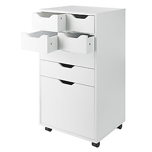 Winsome Halifax Bins & Drawers Multi-Storage Tall Mobile Cabinet, White