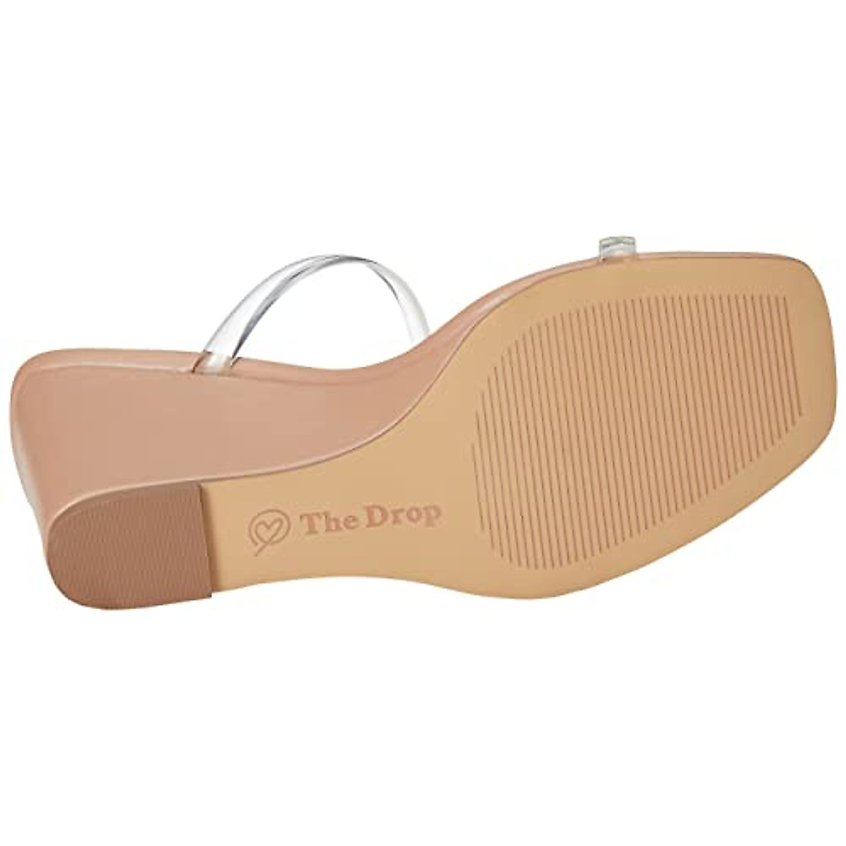 The Drop Women's Sophia Two Strap Wedge,Clear, 7.5