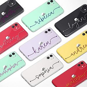Case Charming Personalized Case for iPhone 15 Pro Max 14 13 mini 12 11 Xs Xr X 10r 10s 10 8 Plus 7 Se with Custom Name Hearts Monogram Clear Phone Cover