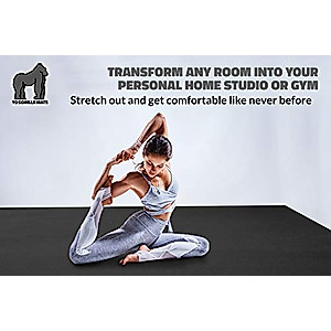 Gorilla Mats Premium Extra Large Yoga Mat – 9' x 6' x 8mm Extra Thick & Ultra Comfortable, Non-Toxic, Non-Slip Barefoot Exercise Mat – Works Great on Any Floor for Stretching, Cardio or Home Workouts